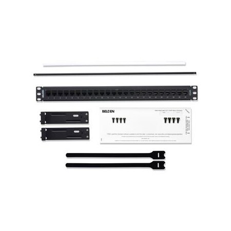 Belden CAT6+ KEYCONNECT PATCH PANEL, COUPLER 24-PORT 1U, BLACK, PRE-LOADED AX104227 | Zoro